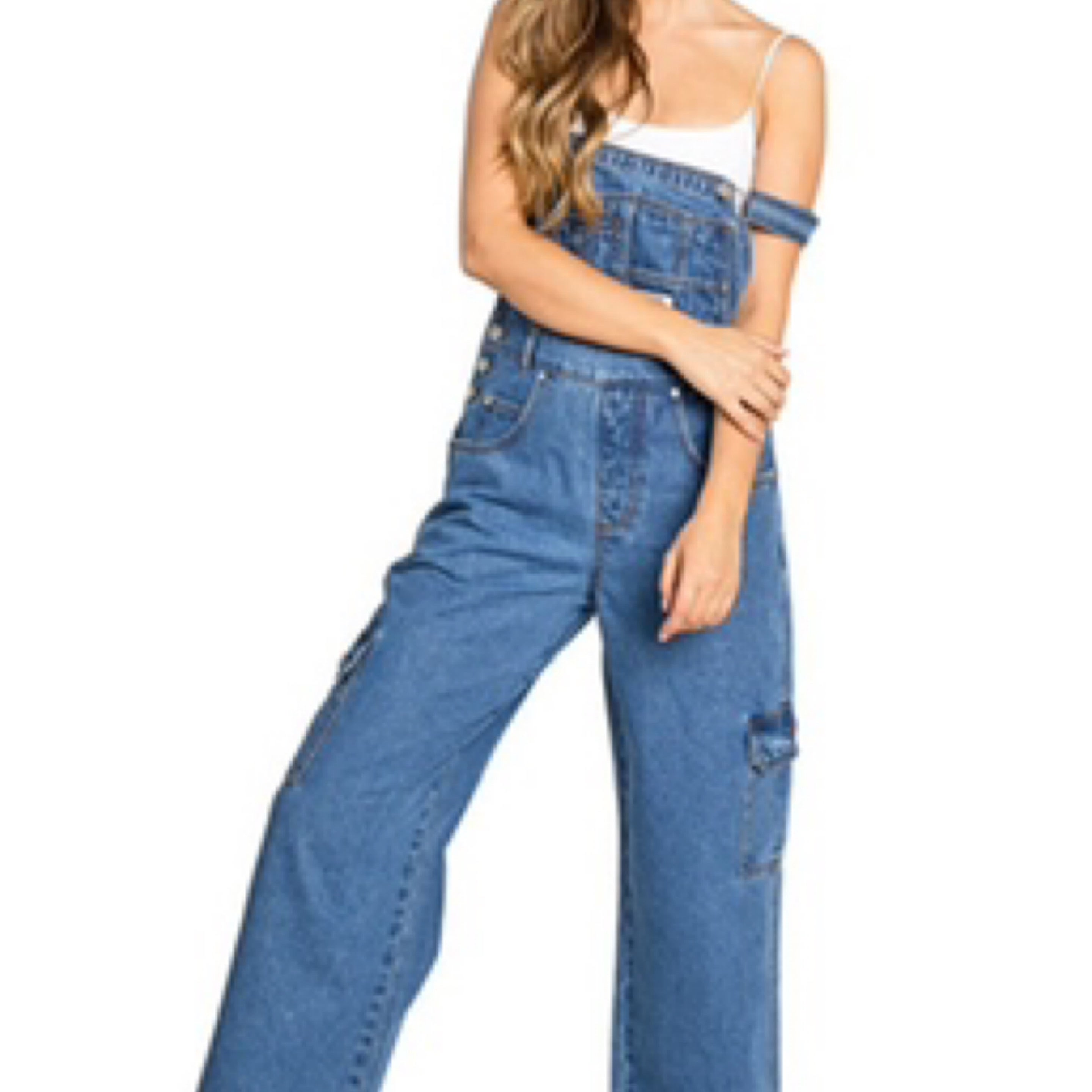 Lana Roux 90s Utility Denim Twill Overalls | The Bloom Flowery